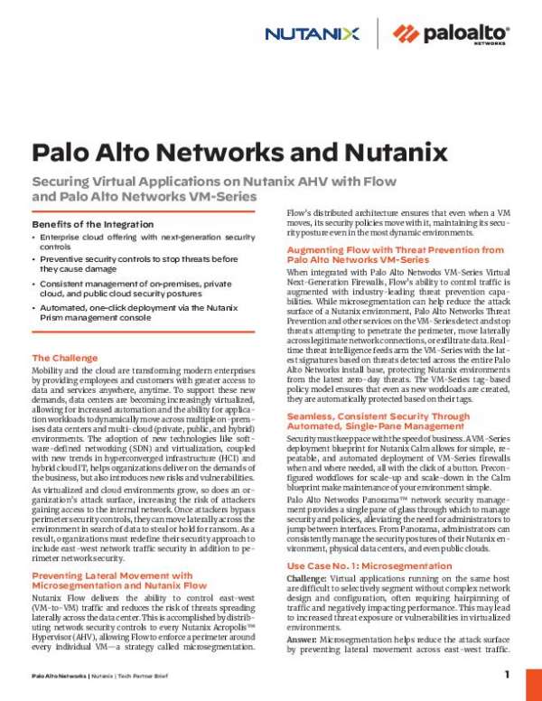 Palo Alto Networks and Nutanix – Novalis