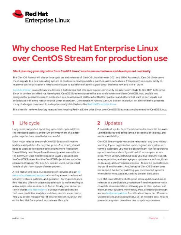 Why choose Red Hat Enterprise Linux over CentOS Stream for production ...